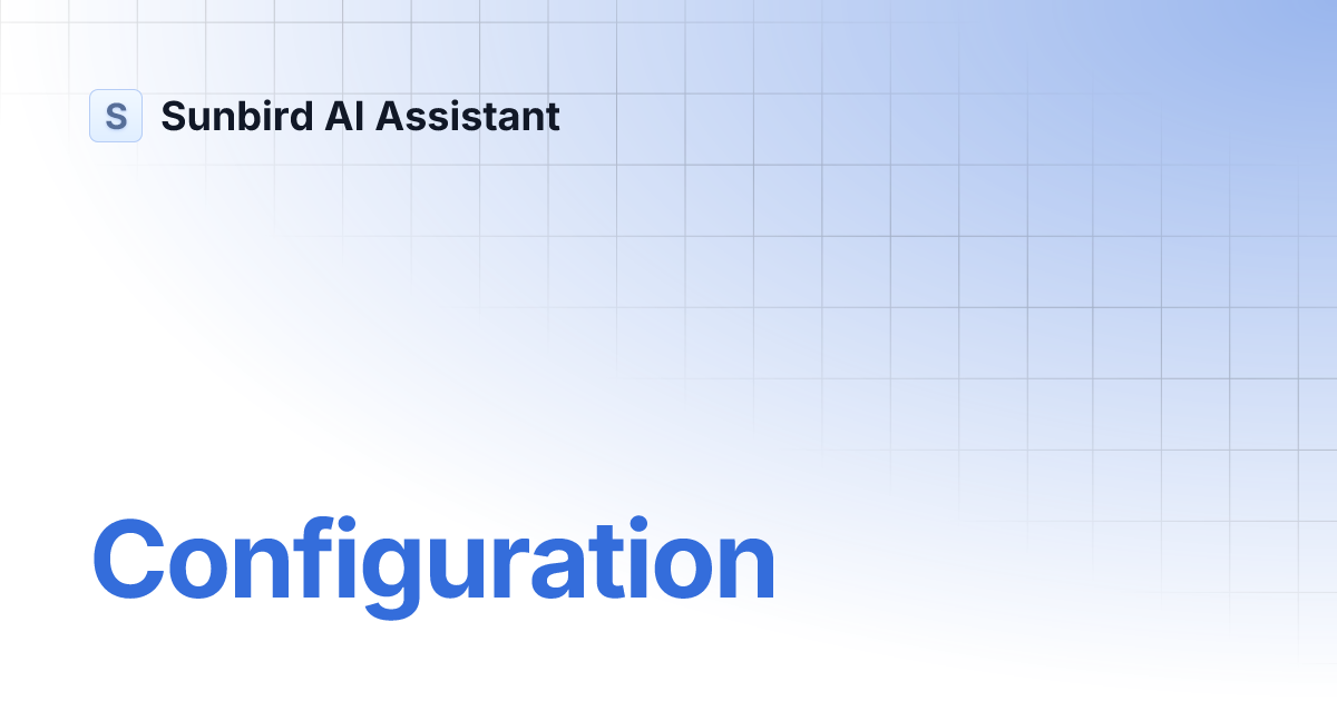 Configuration | Sunbird AI Assistant